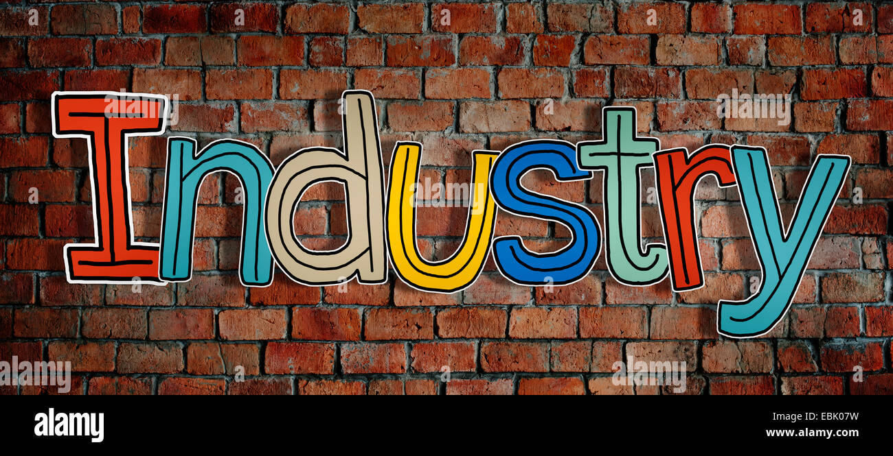 Word Industry and Brick Wall in the Back Stock Photo - Alamy
