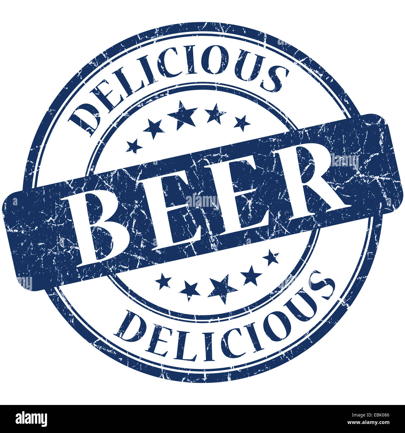 Beer blue round grungy vintage rubber stamp Stock Photo - Alamy