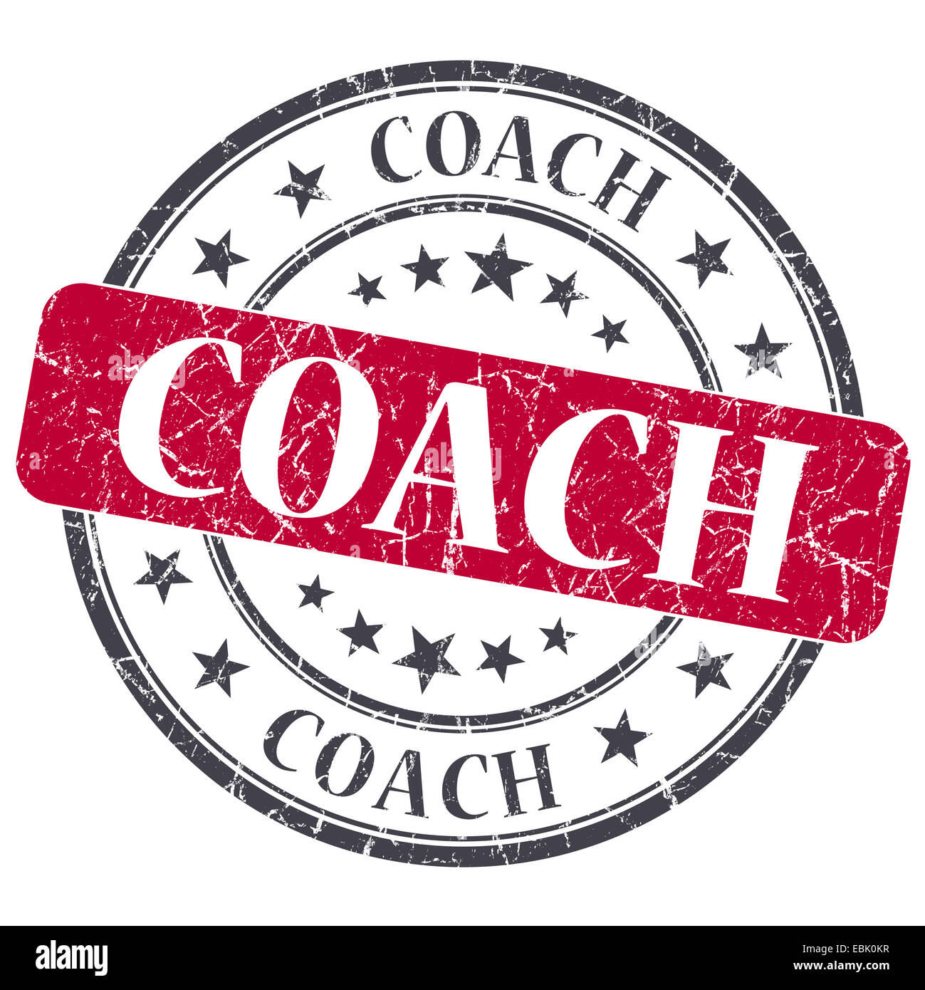 Coach red grunge textured vintage isolated stamp Stock Photo - Alamy