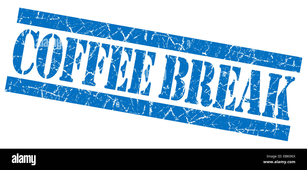 Coffee break grunge blue stamp Stock Photo - Alamy