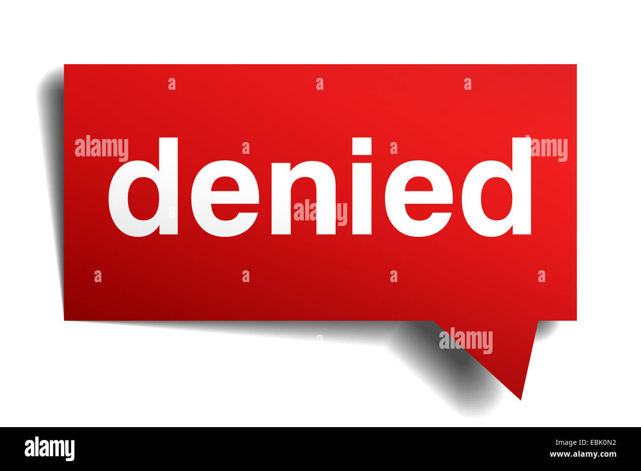 denied red 3d realistic paper speech bubble isolated on white Stock ...