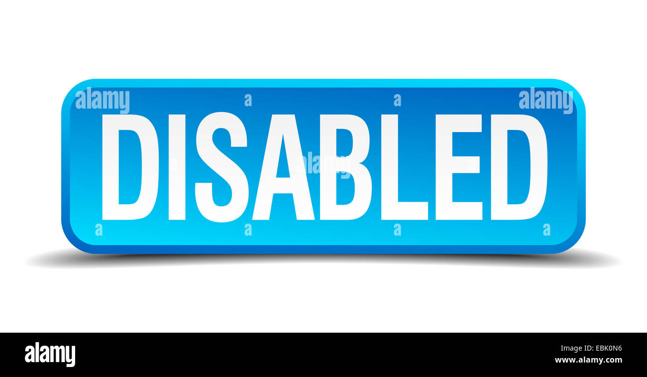 disabled blue 3d realistic square isolated button Stock Photo - Alamy