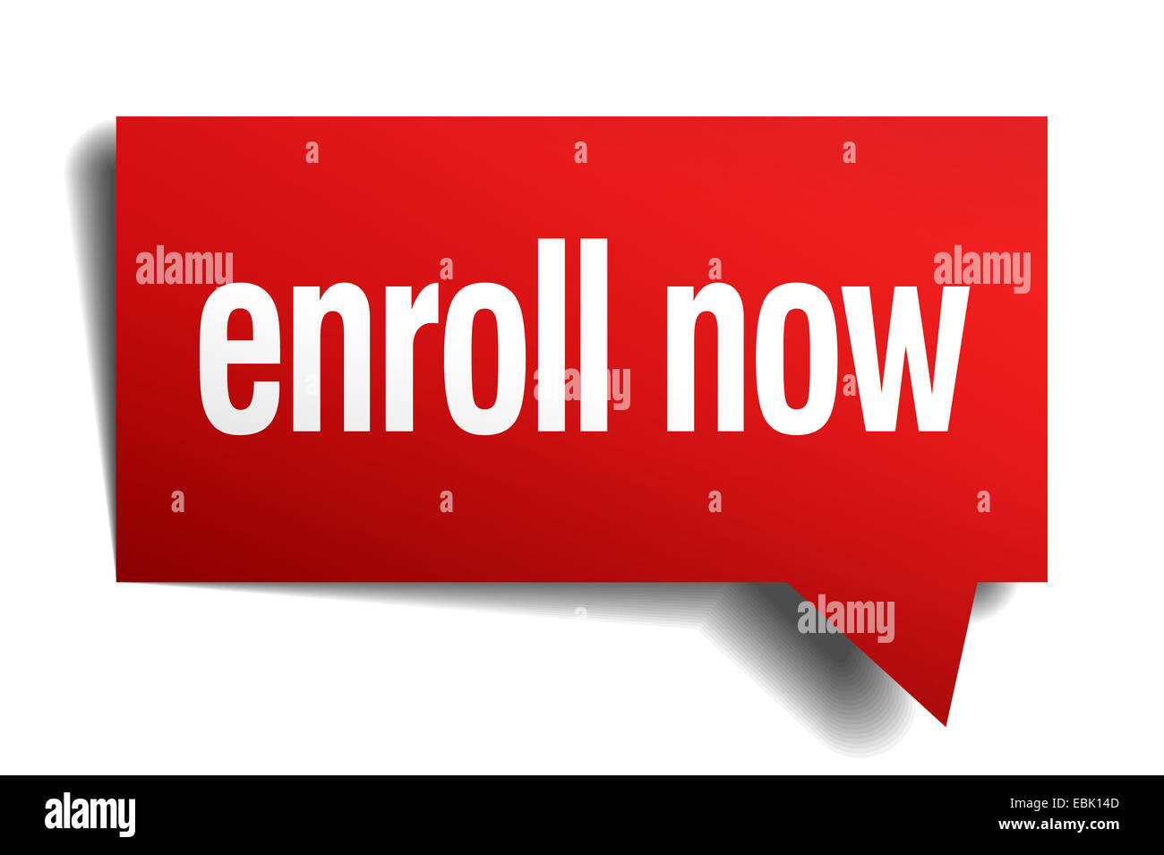 enroll now red 3d realistic paper speech bubble Stock Photo - Alamy