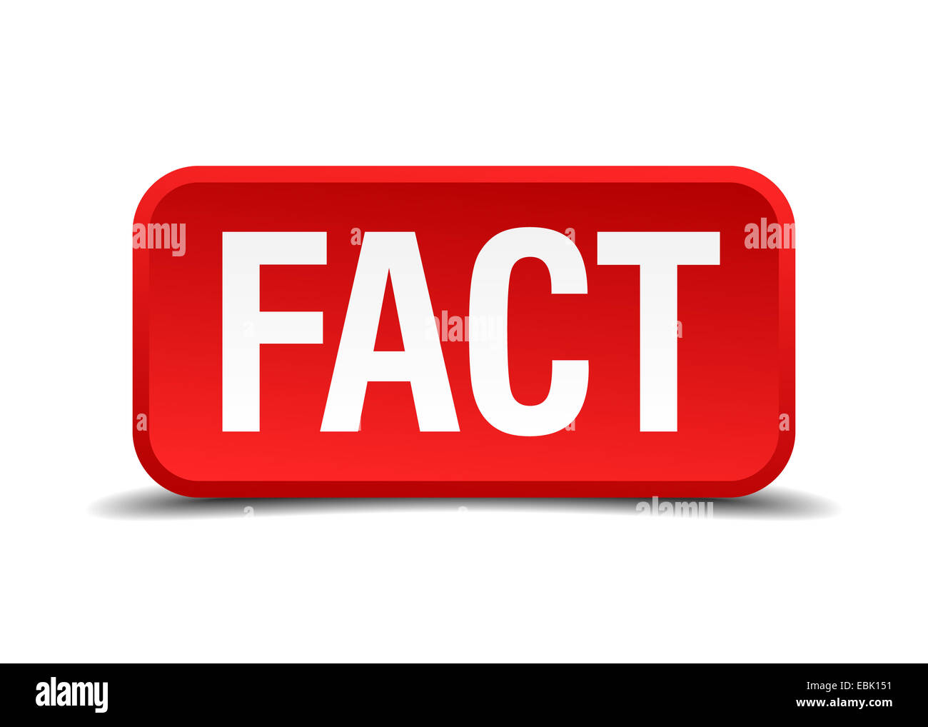 Fact red 3d square button isolated on white background Stock Photo - Alamy