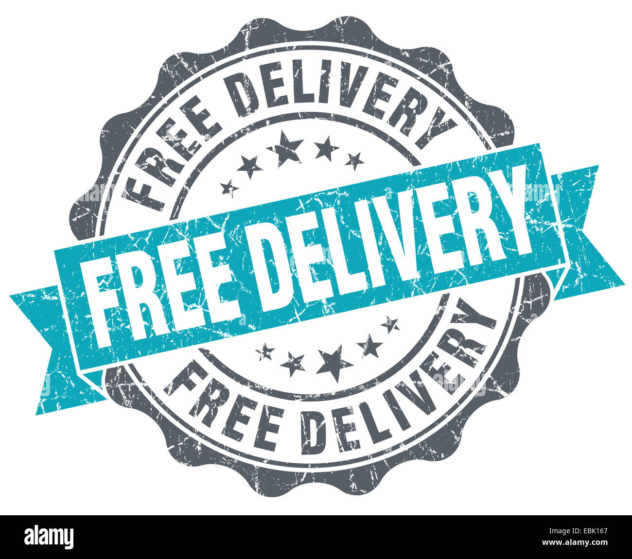 Free delivery turquoise grunge retro style isolated seal Stock Photo ...