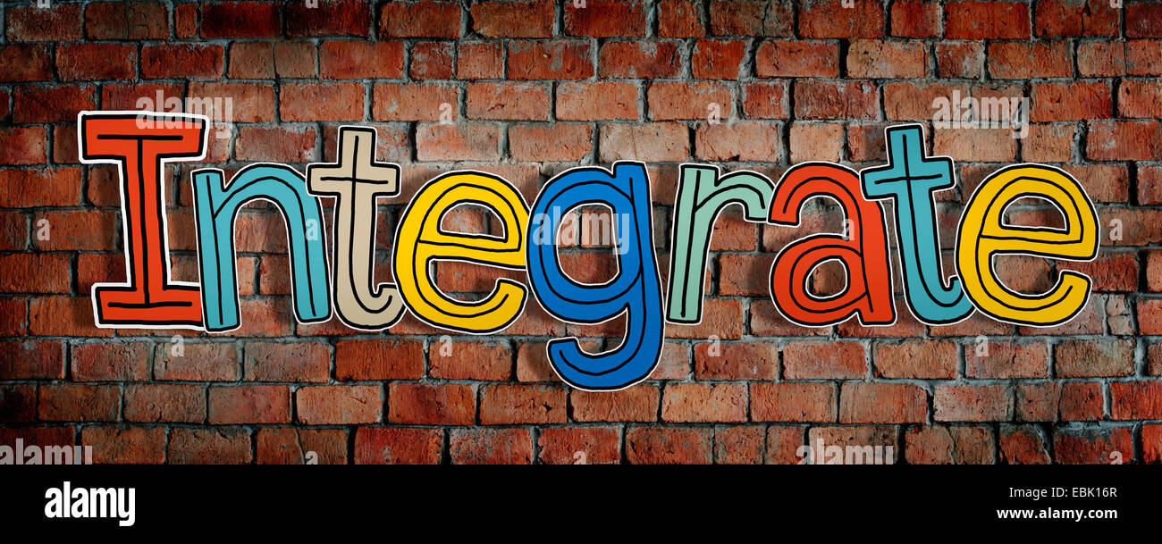 Word Integrate and Brick Wall in the Back Stock Photo - Alamy