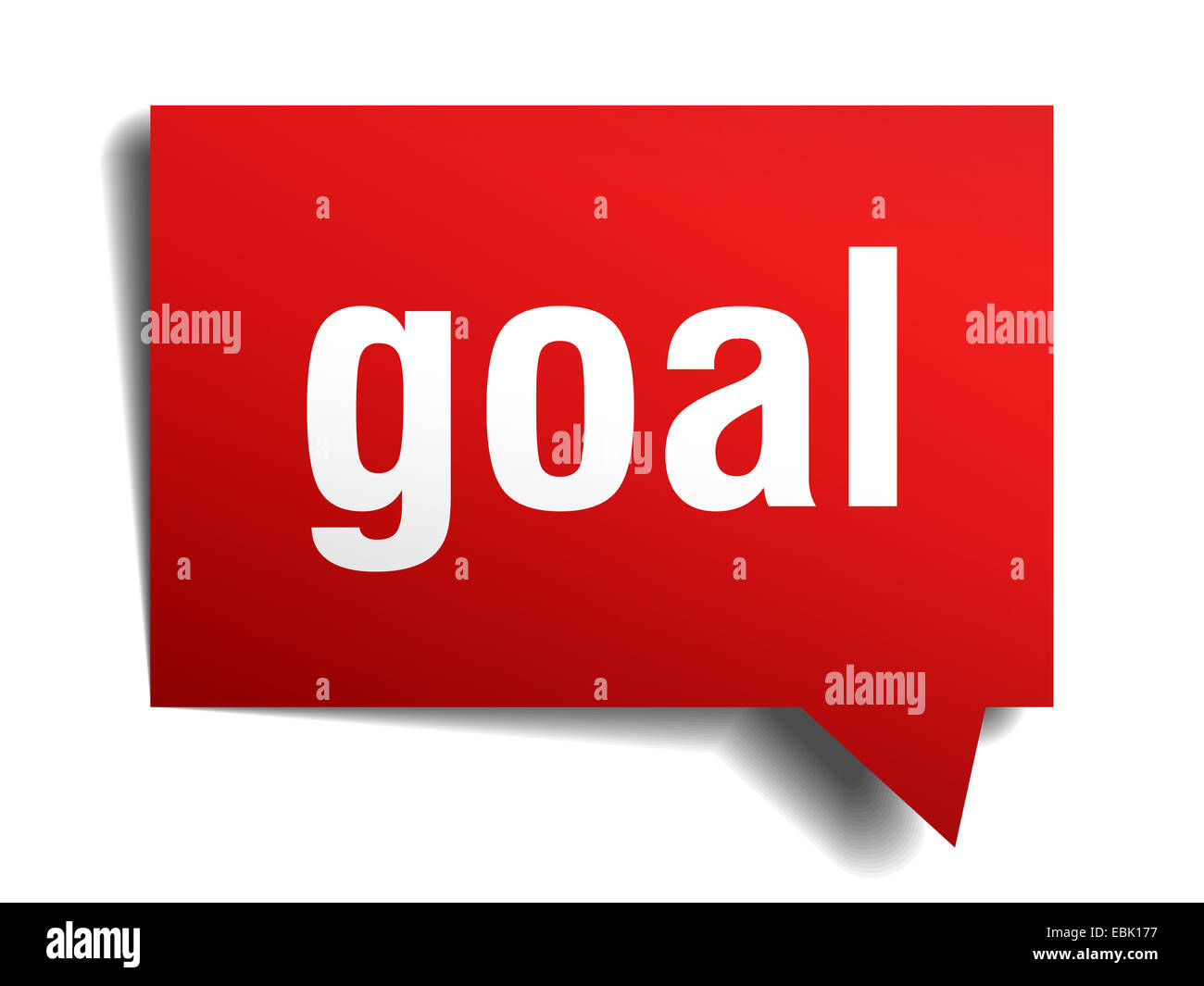Goal red 3d realistic paper speech bubble isolated on white Stock Photo ...