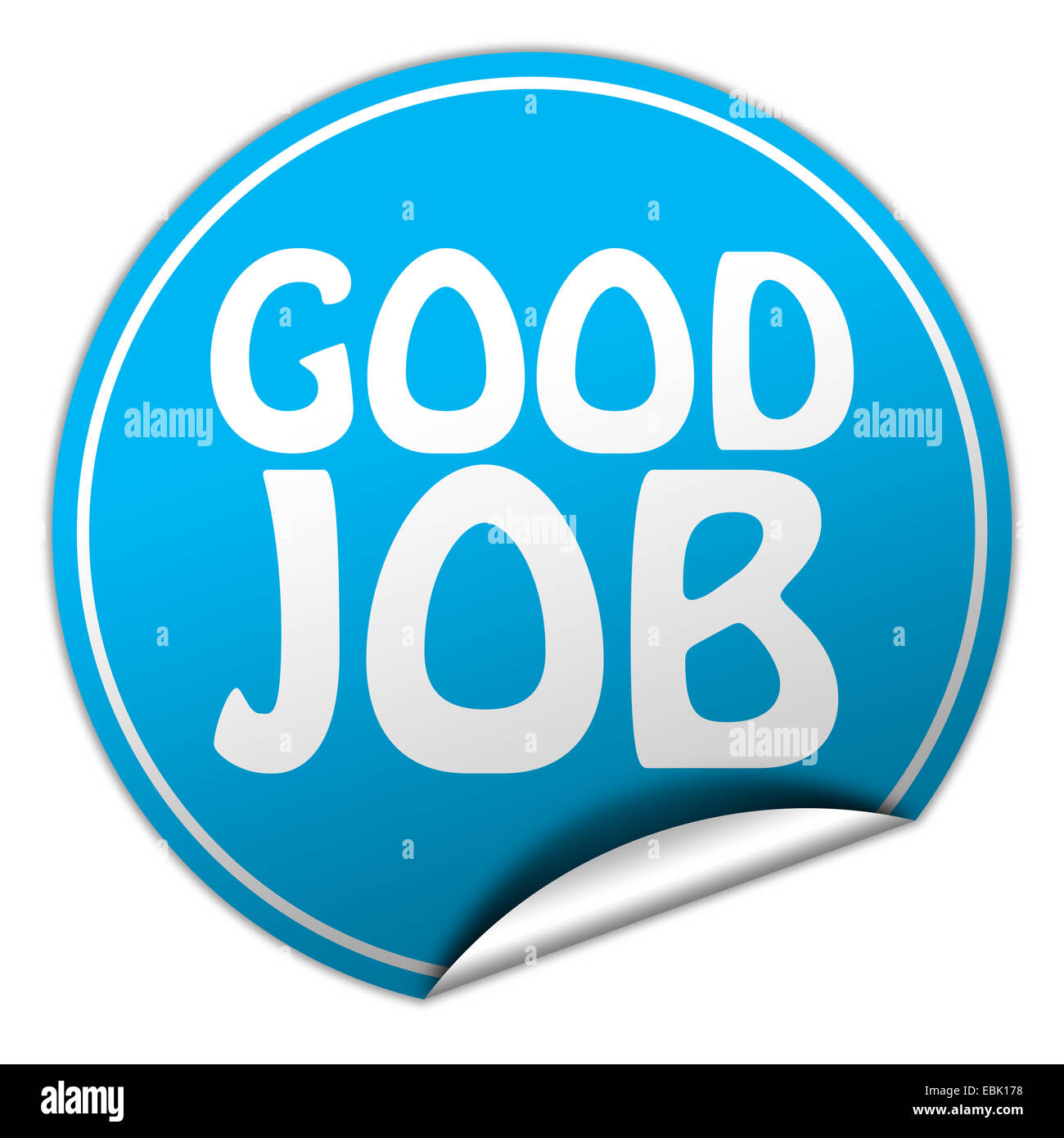Good job round blue sticker on white background Stock Photo - Alamy