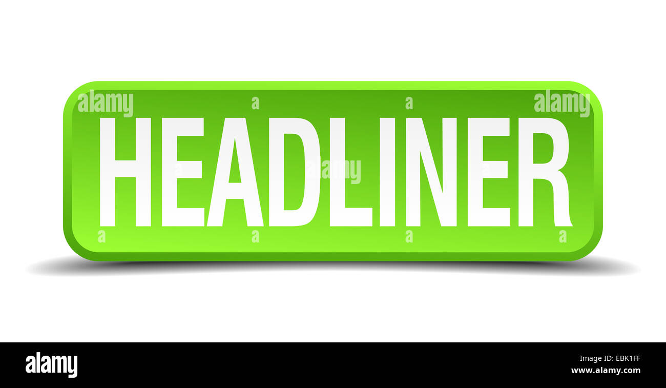 Headliner green 3d realistic square isolated button Stock Photo - Alamy