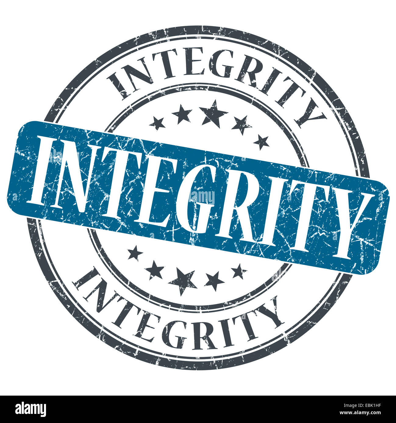 Integrity blue grunge textured vintage isolated stamp Stock Photo - Alamy