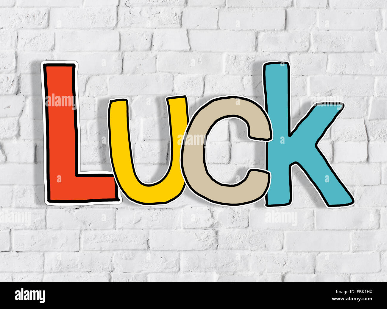 Luck Brick wall Single Word Text Background Clean Concept Stock Photo ...