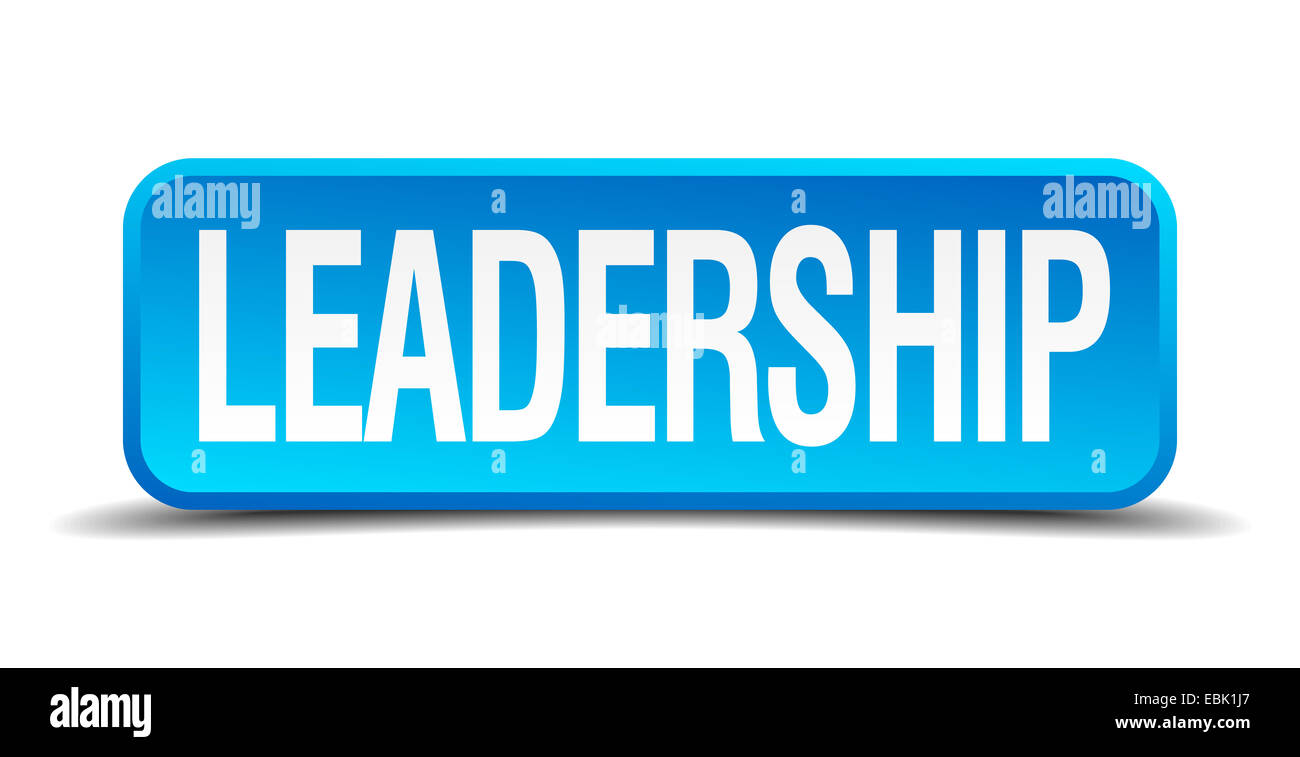 Leadership blue 3d realistic square isolated button Stock Photo - Alamy