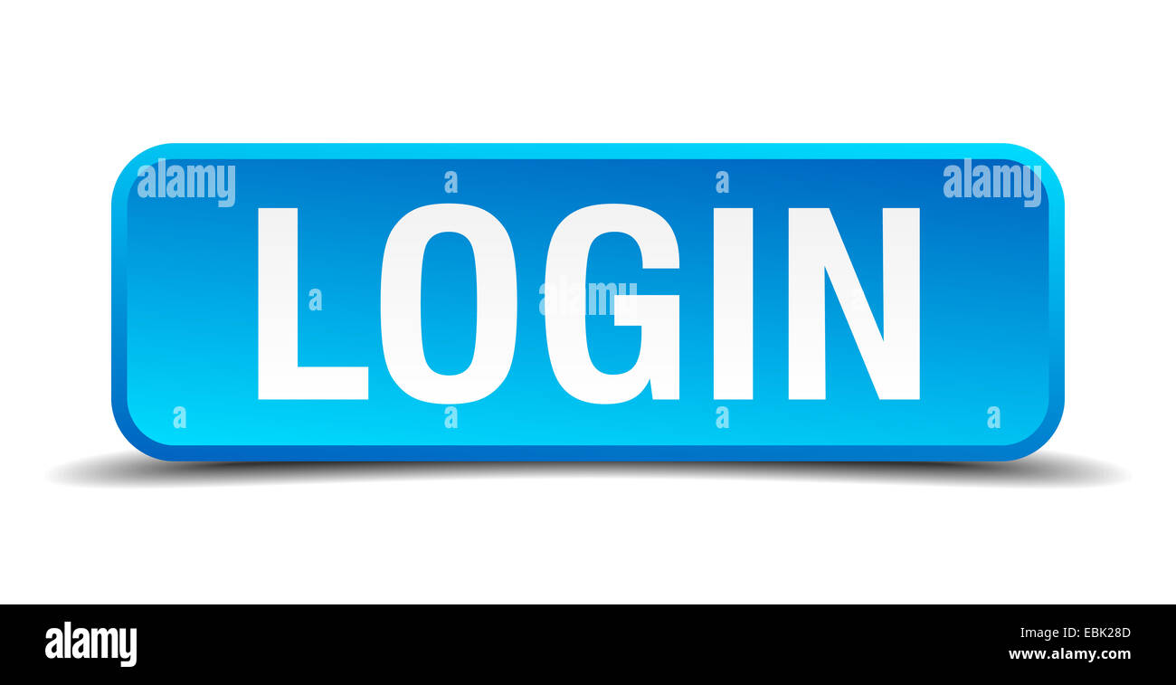 Login blue 3d realistic square isolated button Stock Photo - Alamy