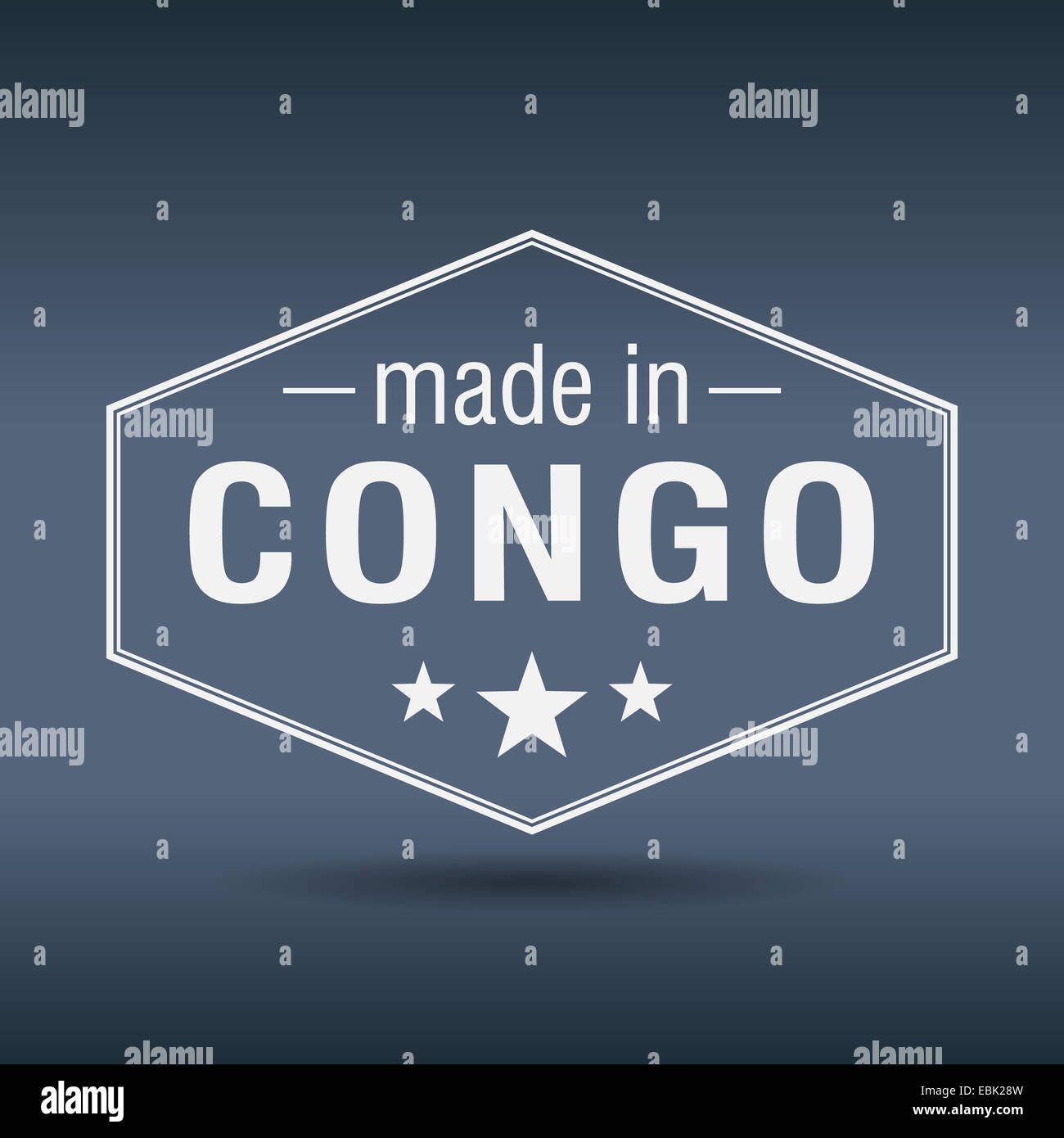 made in Congo hexagonal white vintage label Stock Photo - Alamy