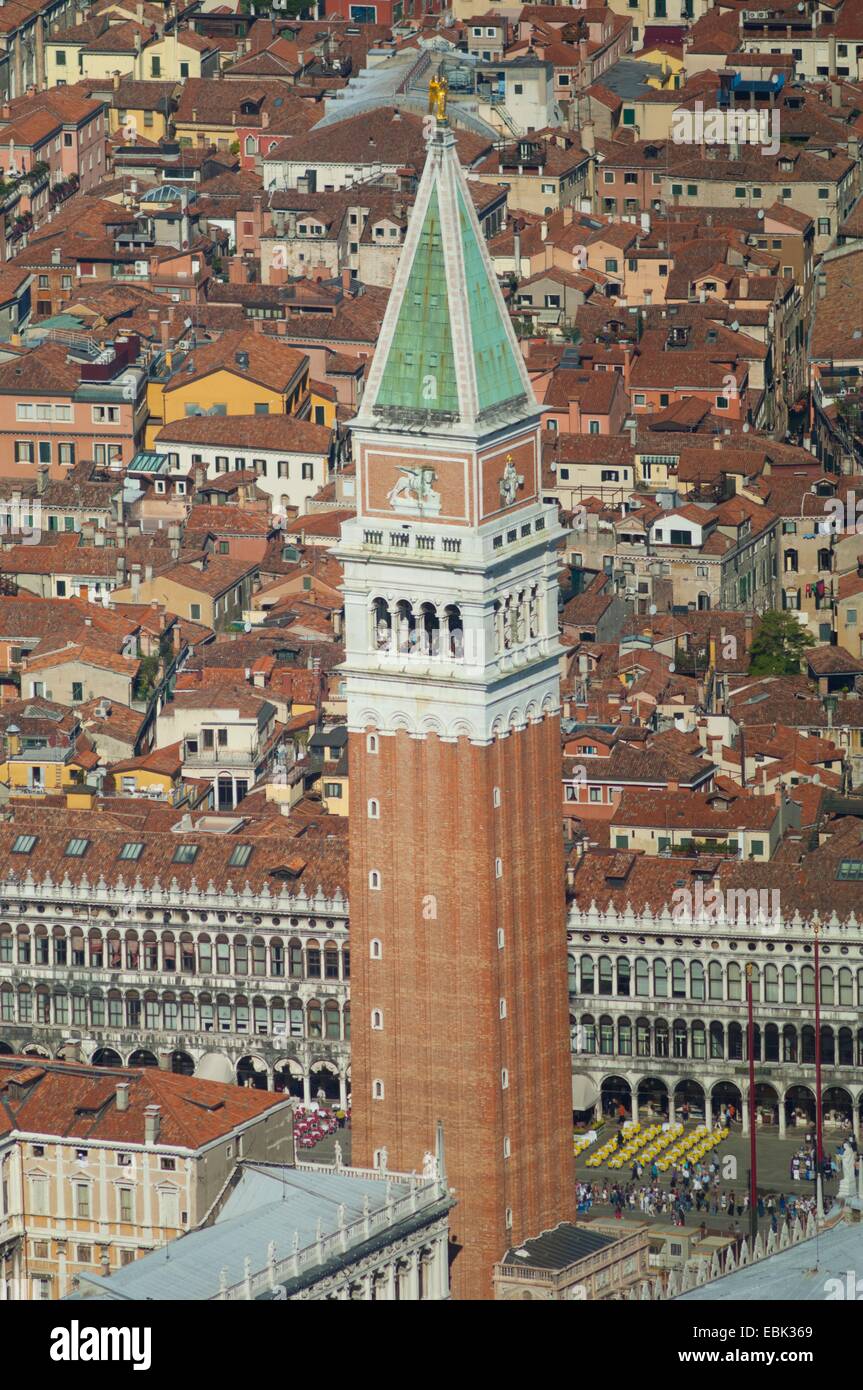 Aerial view of San Marco Campanile tower, Venice, Italy, Europe Stock ...
