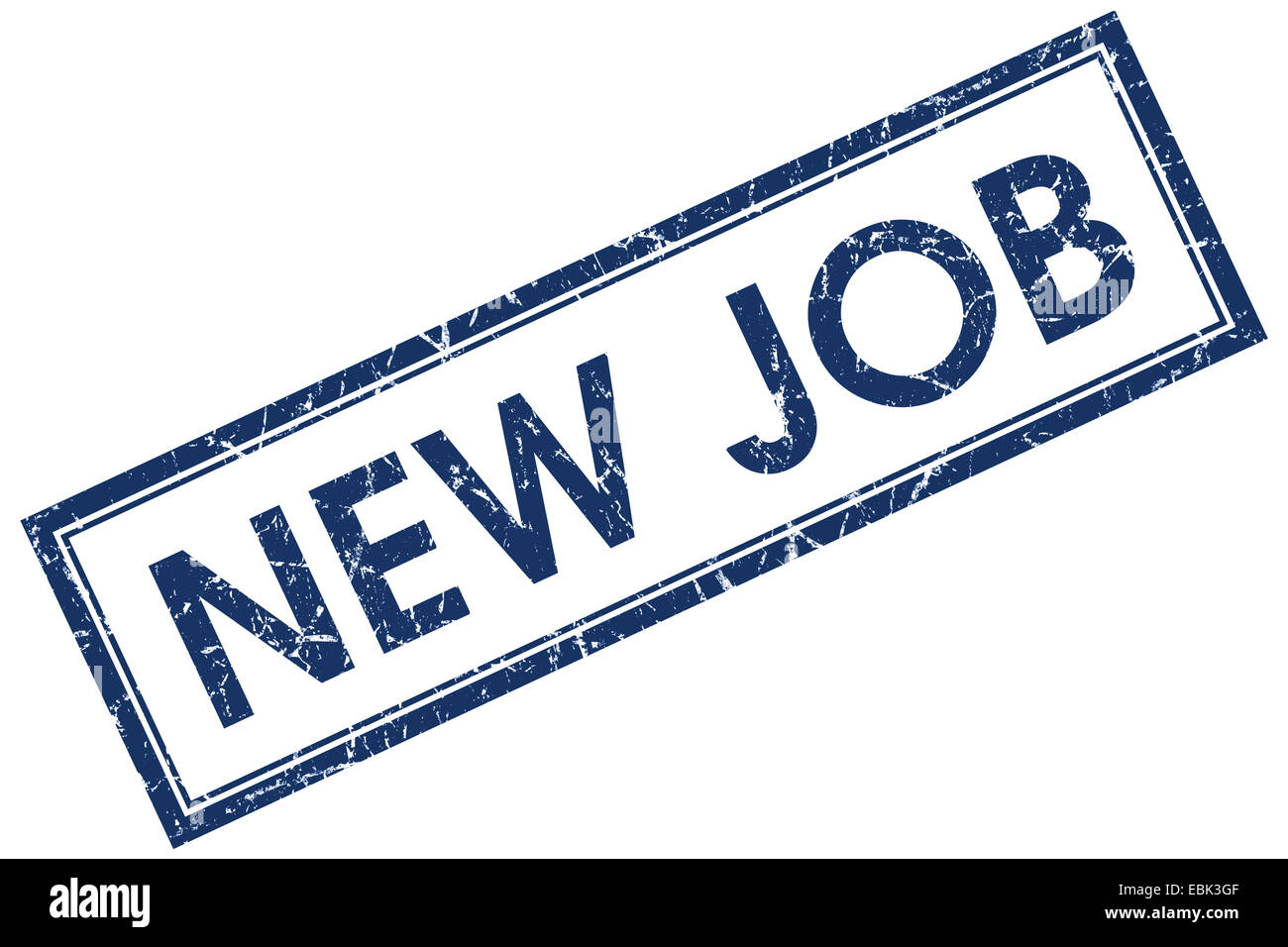 new job blue square stamp Stock Photo - Alamy