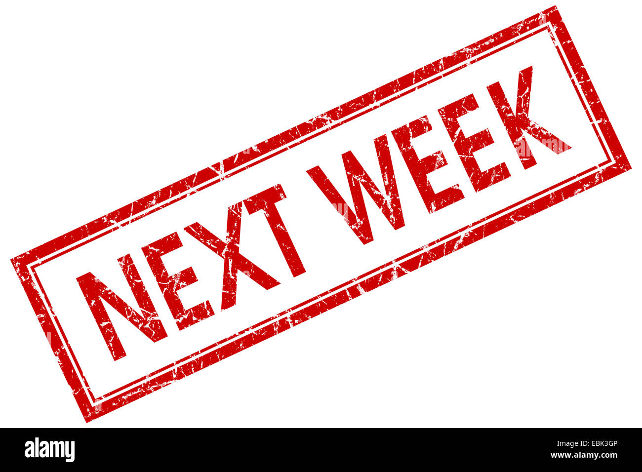 next week square red grunge stamp Stock Photo - Alamy