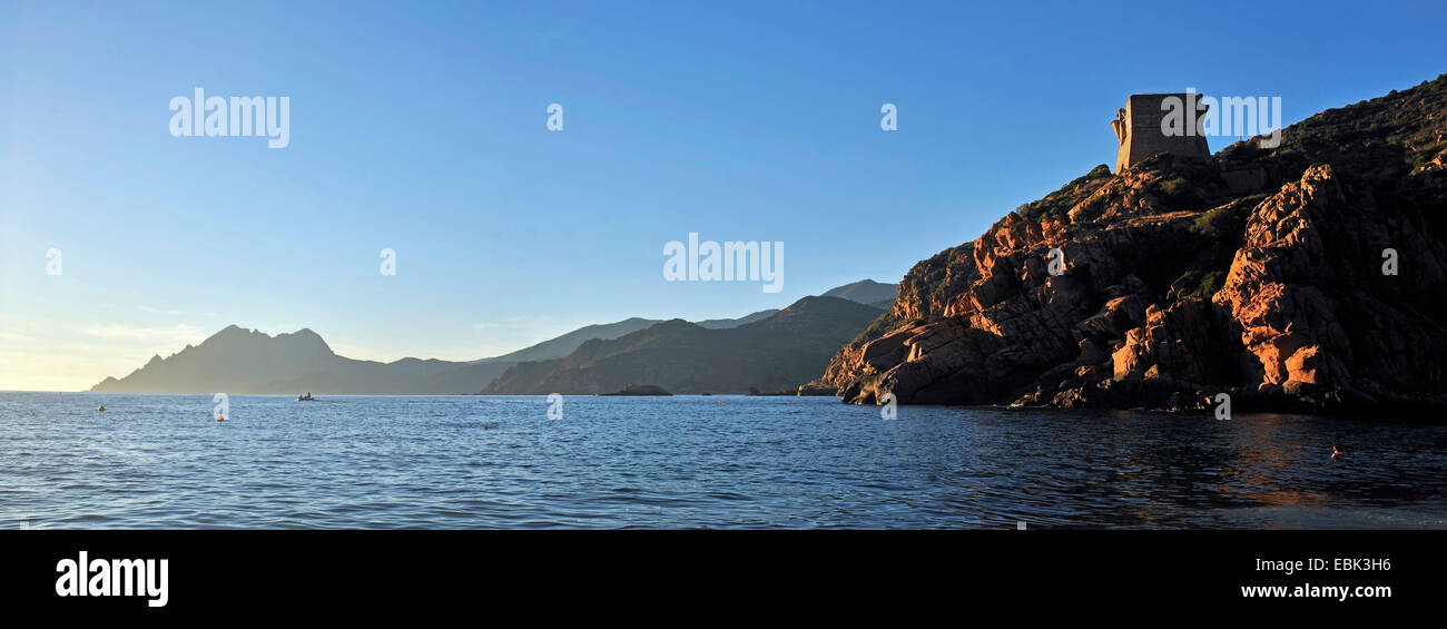 Genoese tower in the bay of Porto, France, Corsica Stock Photo - Alamy