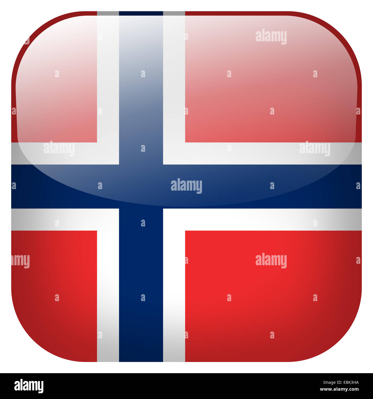 Norway national flag square button isolated on white background Stock ...