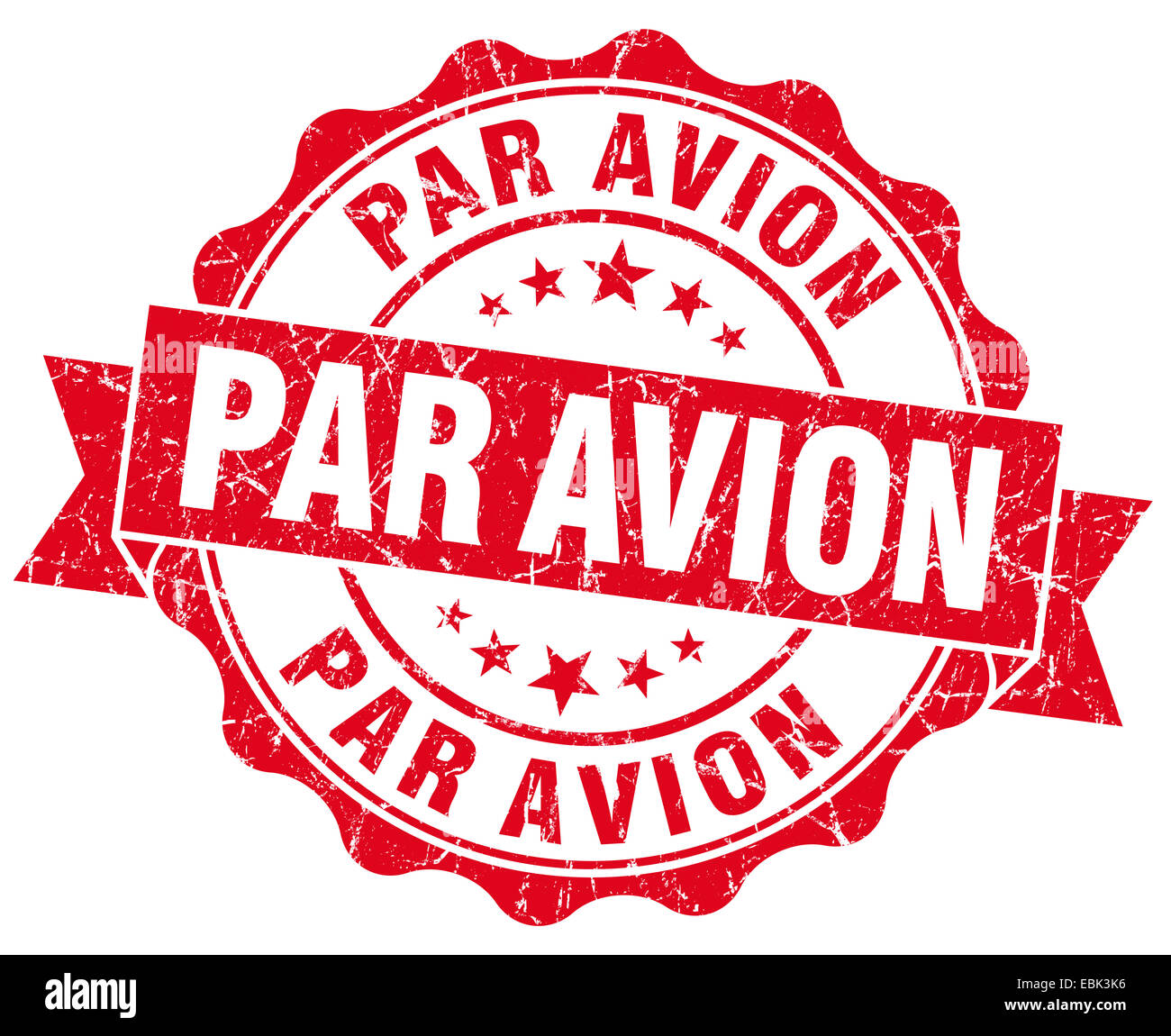 Par avion grunge round red seal Stock Photo - Alamy