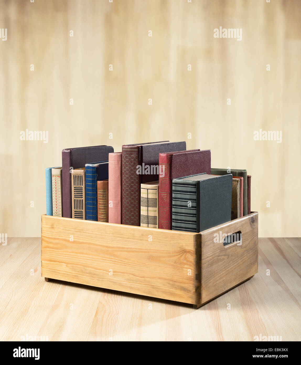 Books in the box Stock Photo - Alamy