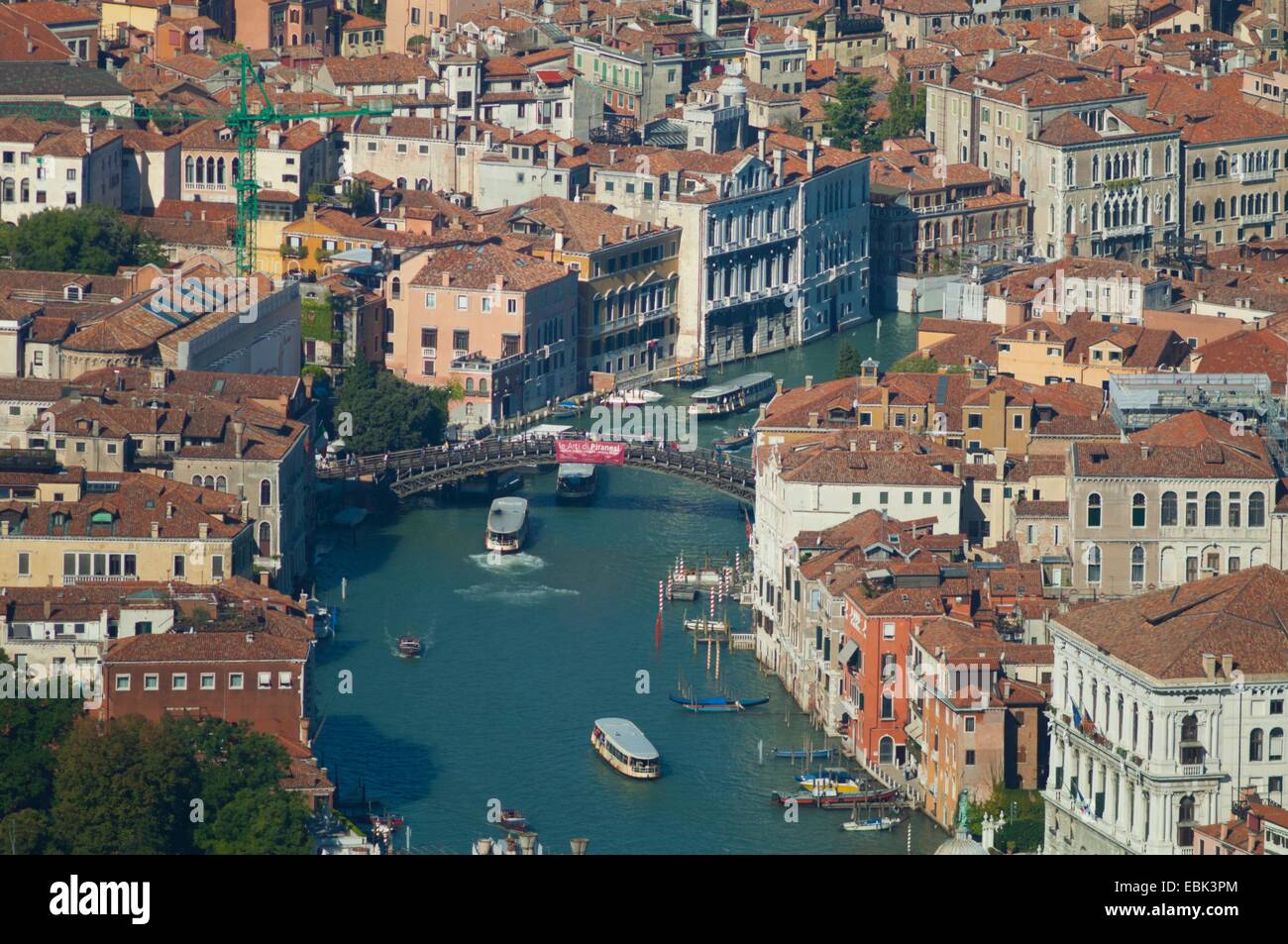 Aerial view of Grande canal and Ponte dell'academia bridge, Venice ...