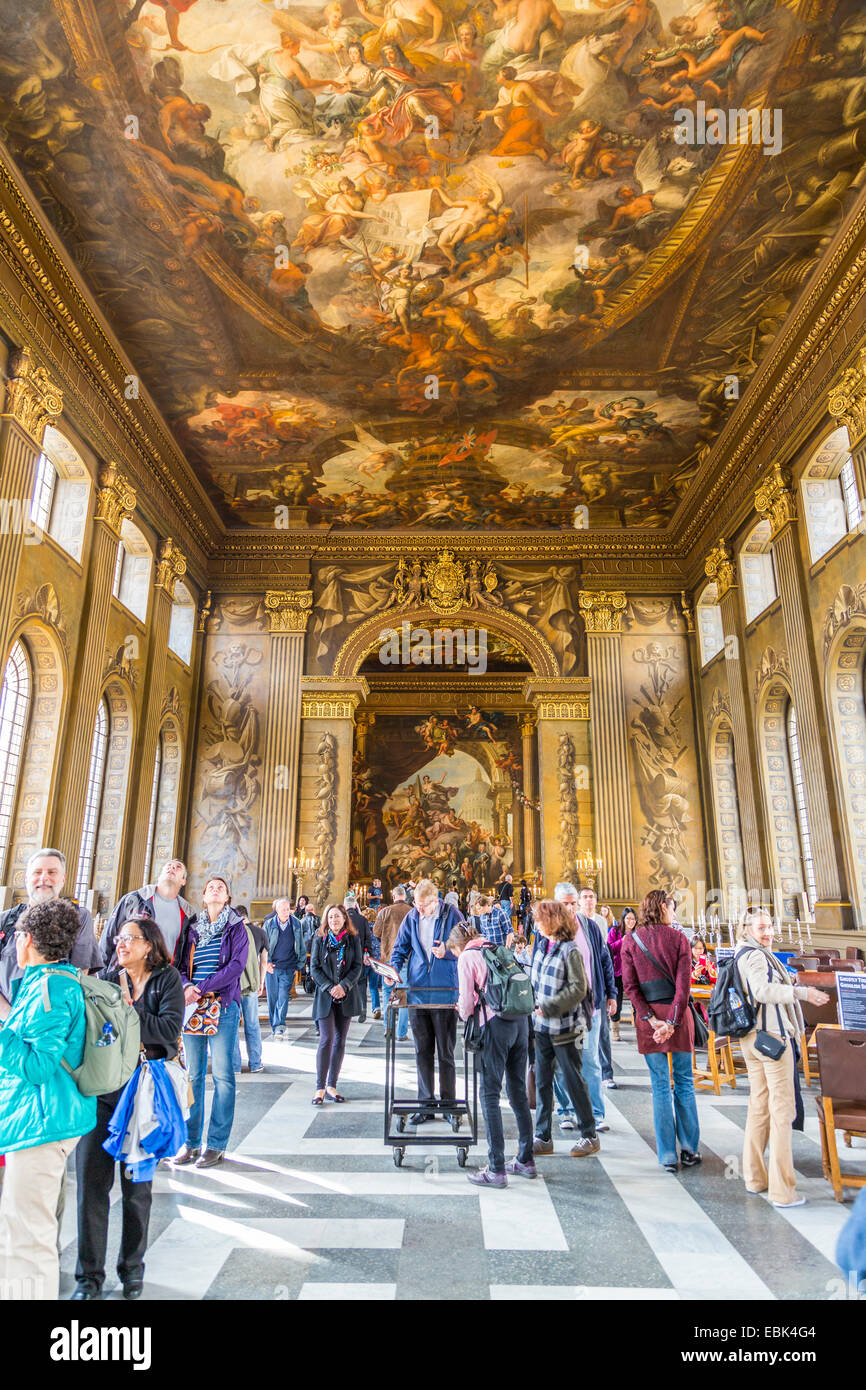 A View of ceiling of The Painted Hall Old Royal Naval College Greenwich ...