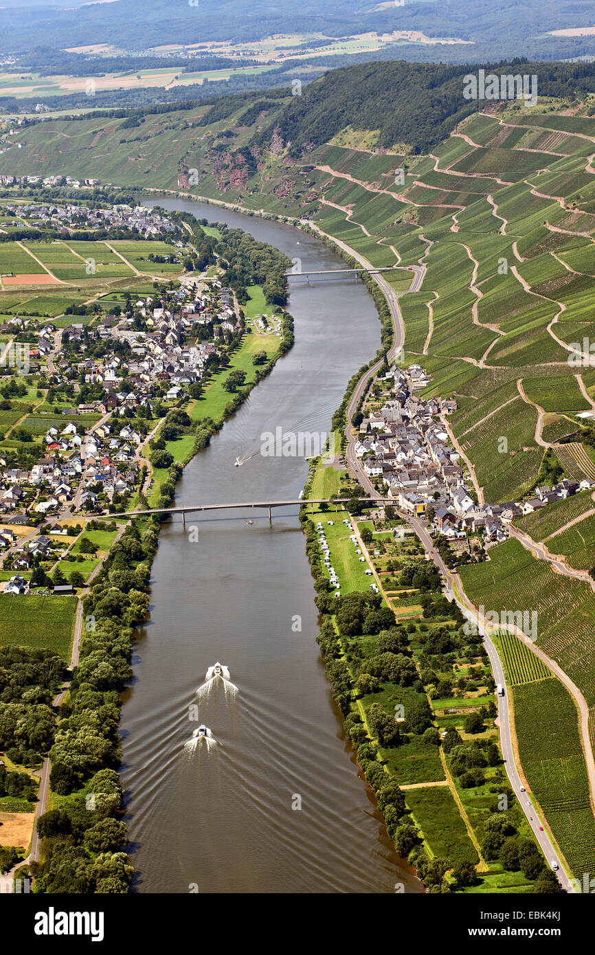 aerial view to Moselle at Kinheim and Loesnich , Germany, Rhineland ...