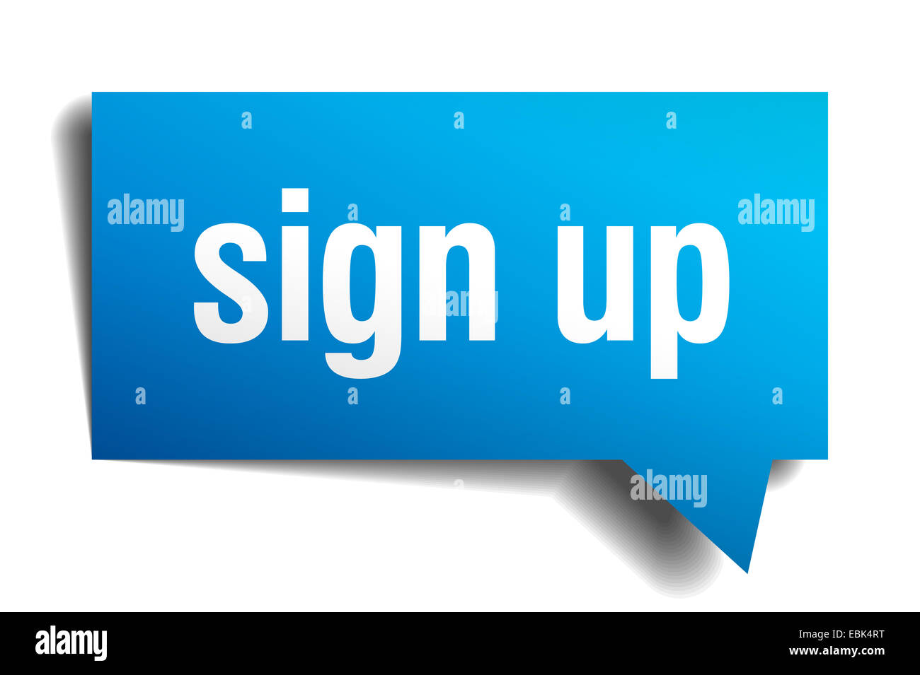 sign up blue 3d realistic paper speech bubble Stock Photo - Alamy