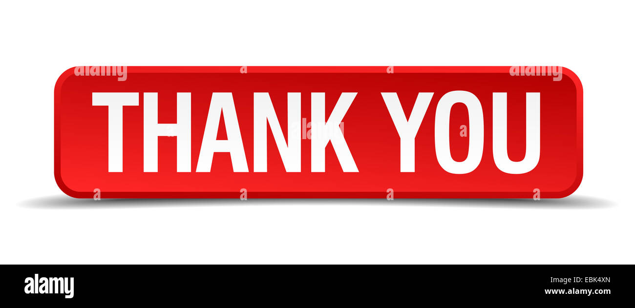 Thank you red 3d square button isolated on white Stock Photo - Alamy