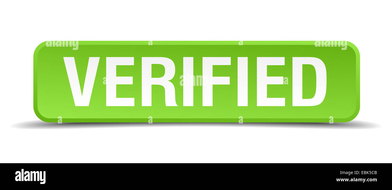 Verified green 3d realistic square isolated button Stock Photo - Alamy