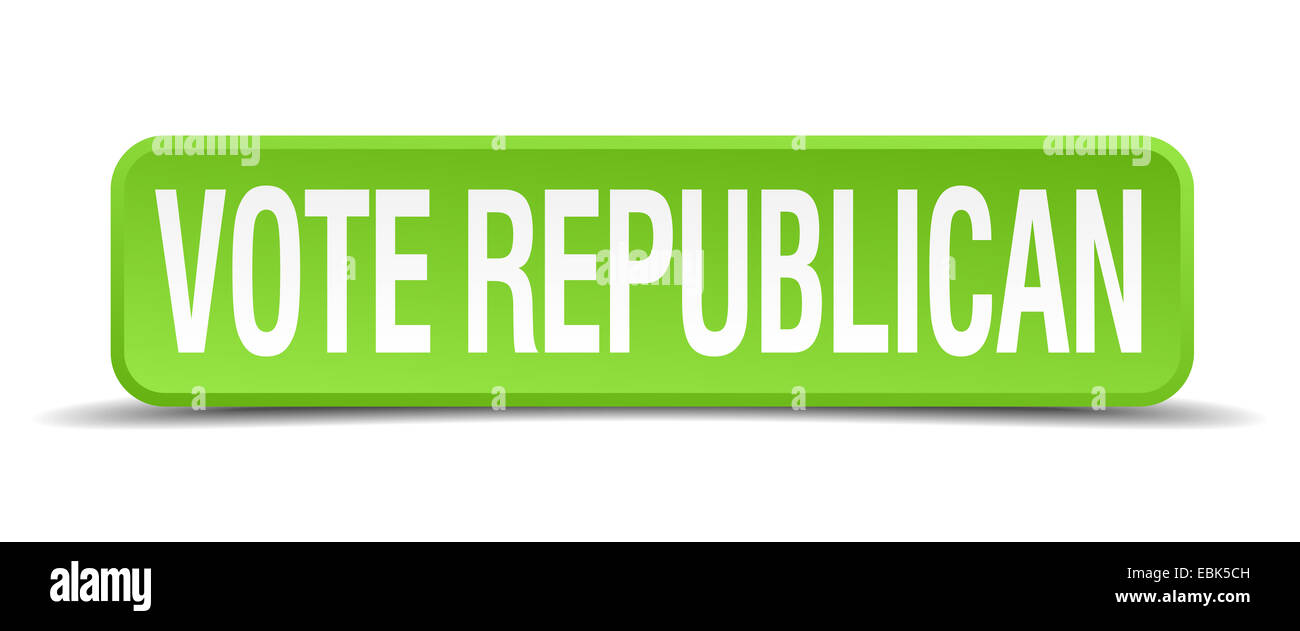 vote republican green 3d realistic square isolated button Stock Photo ...