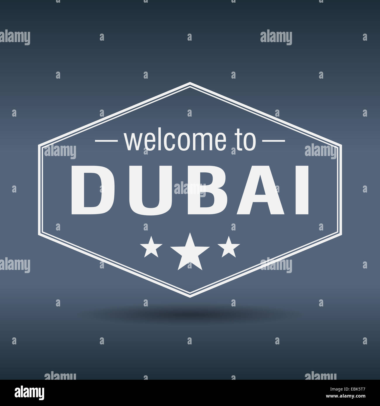 welcome to Dubai hexagonal white vintage label Stock Photo - Alamy