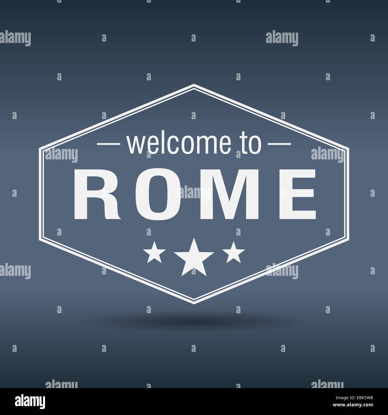 welcome to Rome hexagonal white vintage label Stock Photo - Alamy