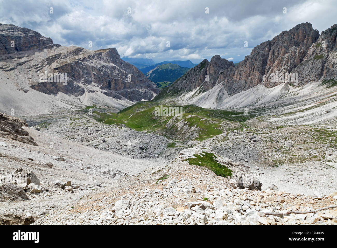 view from Forcella Nivea to waste mountain scenery, Italy, South Tyrol ...