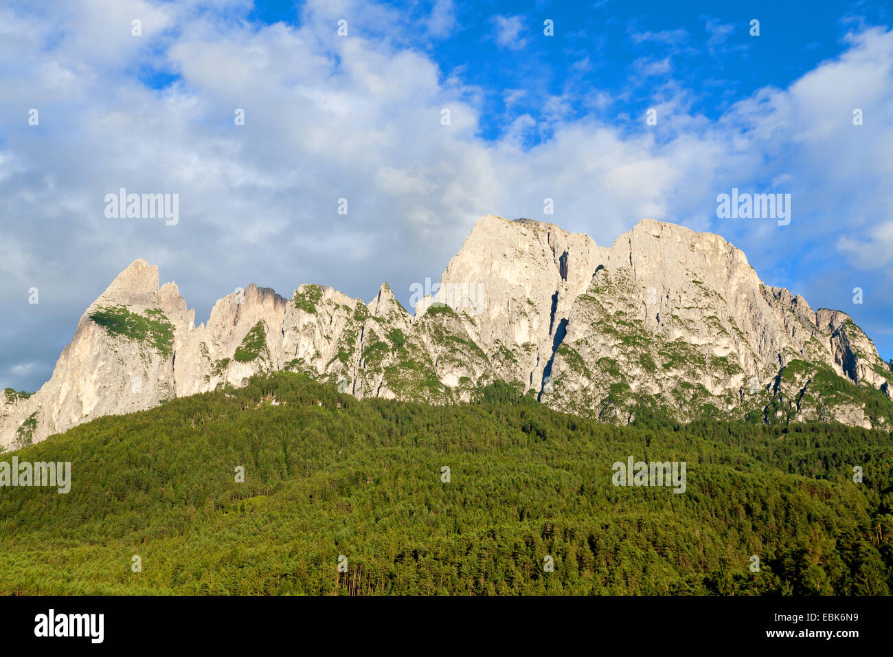 Schlern mountain in evening light, Italy, South Tyrol, Dolomites Stock ...