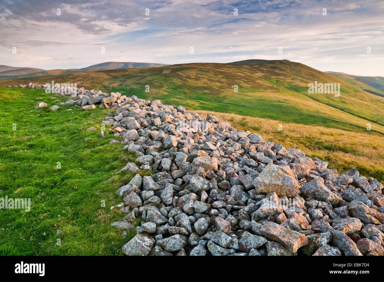 The remains of the boundary walls of Yeavering Bell Iron-Age hillfort ...