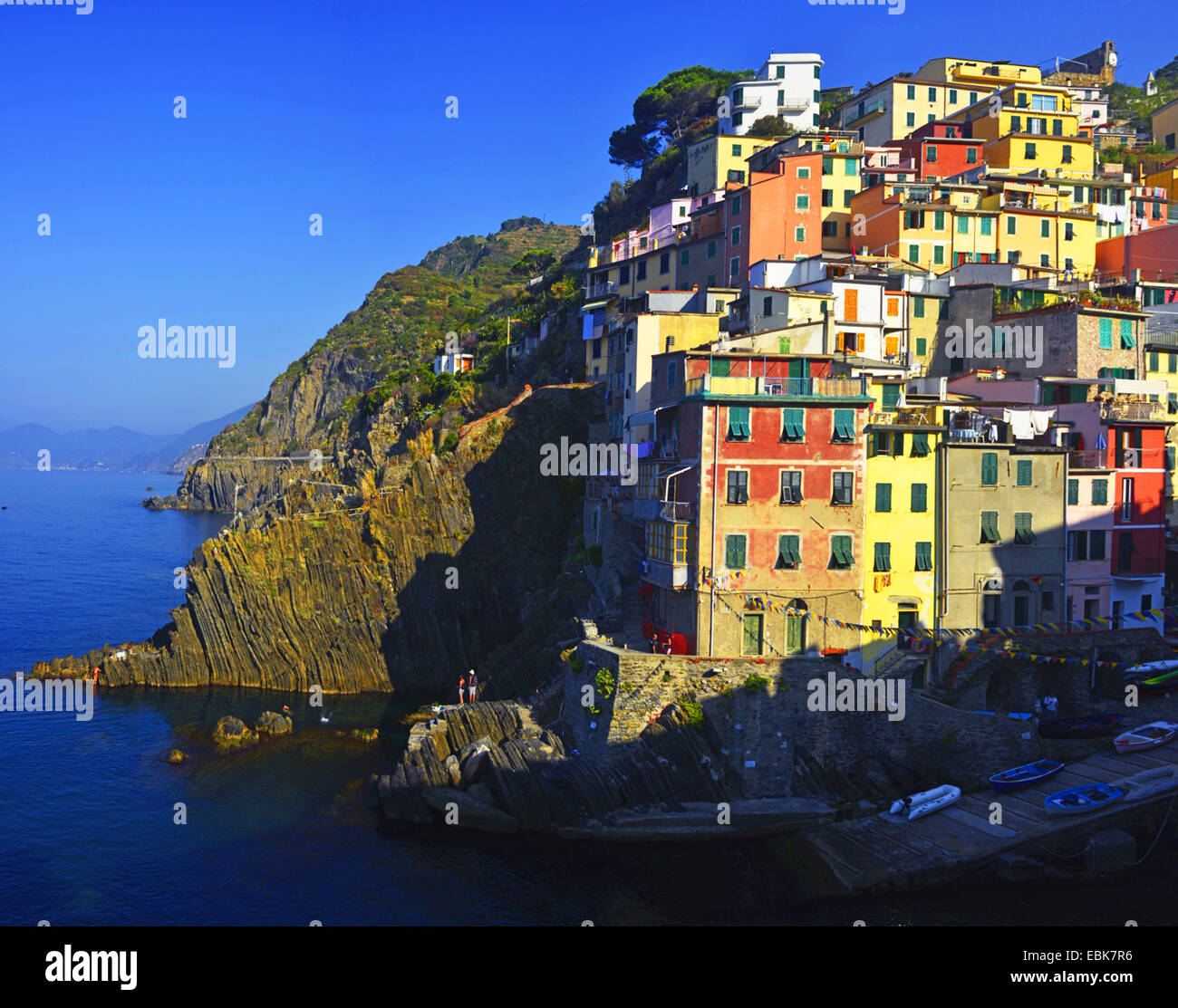village of Riomaggiore, Italy, Liguria, Cinque Terre National Park ...