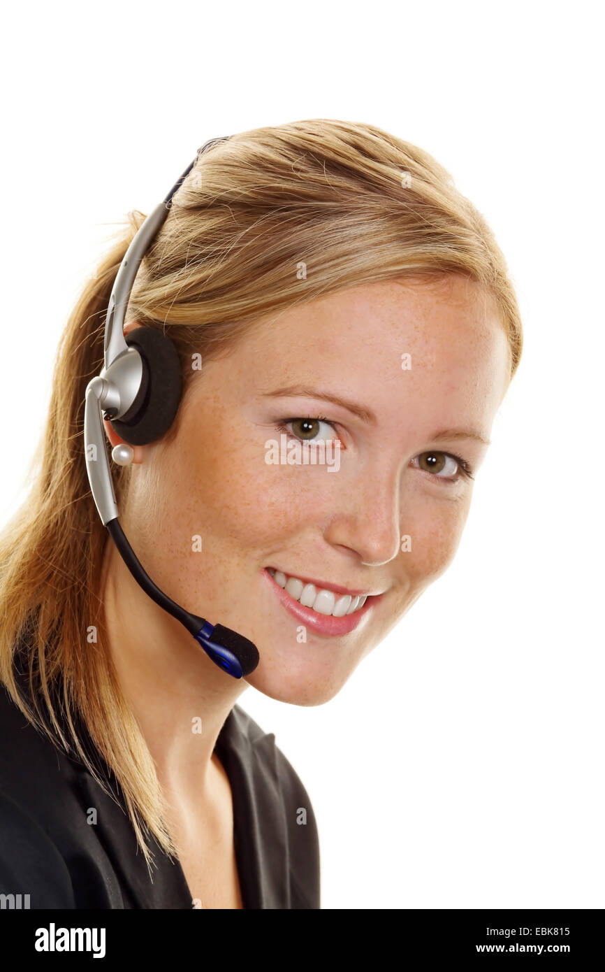 woman with headset Stock Photo - Alamy