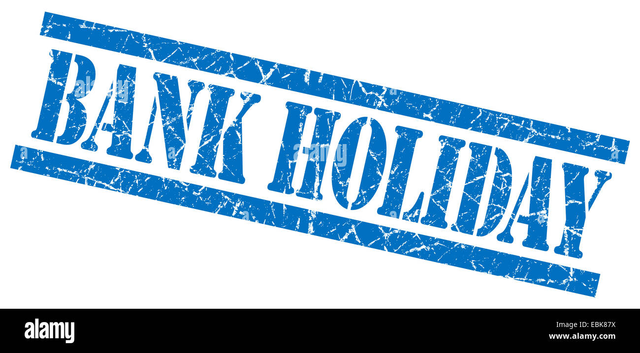 bank holiday blue square grungy isolated rubber stamp Stock Photo - Alamy