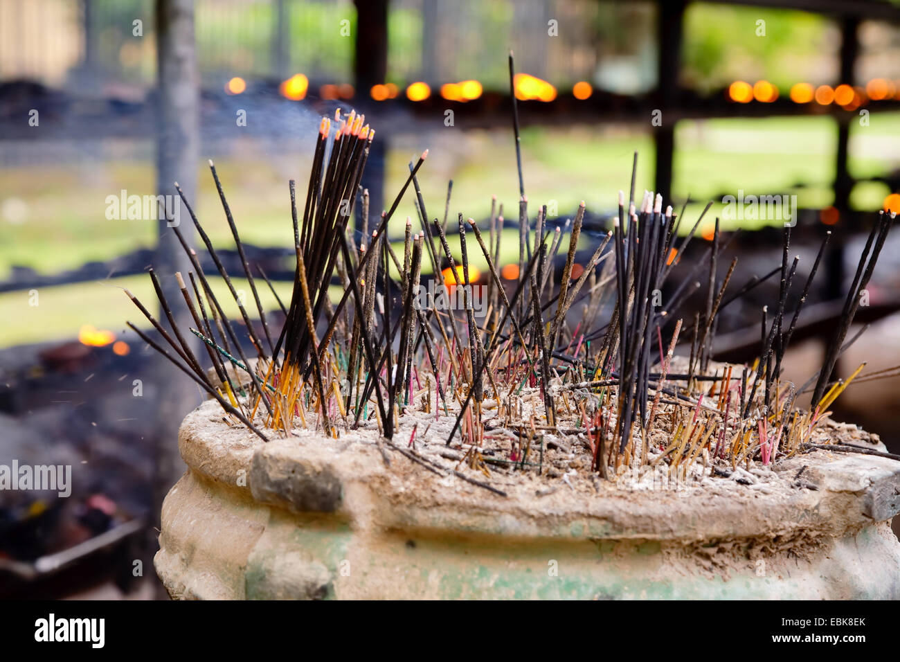 Burning incense sticks in a buddhist temple in Sri Lanka Stock Photo ...