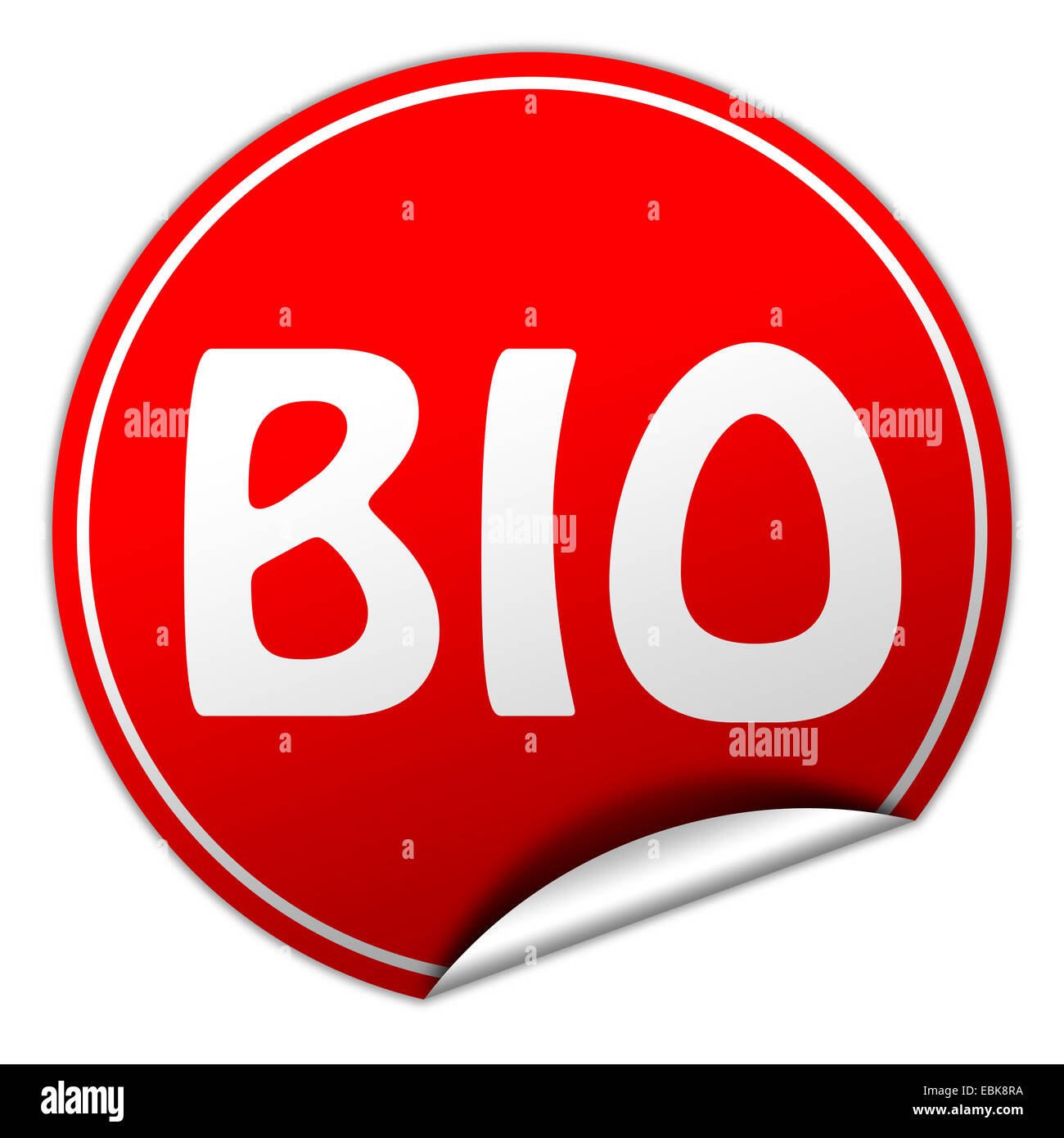 bio round red sticker on white background Stock Photo - Alamy