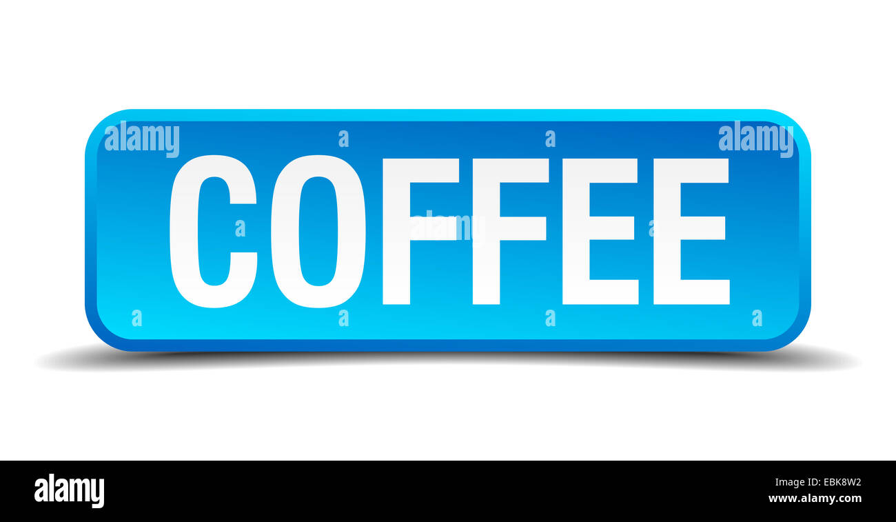 coffee blue 3d realistic square isolated button Stock Photo - Alamy