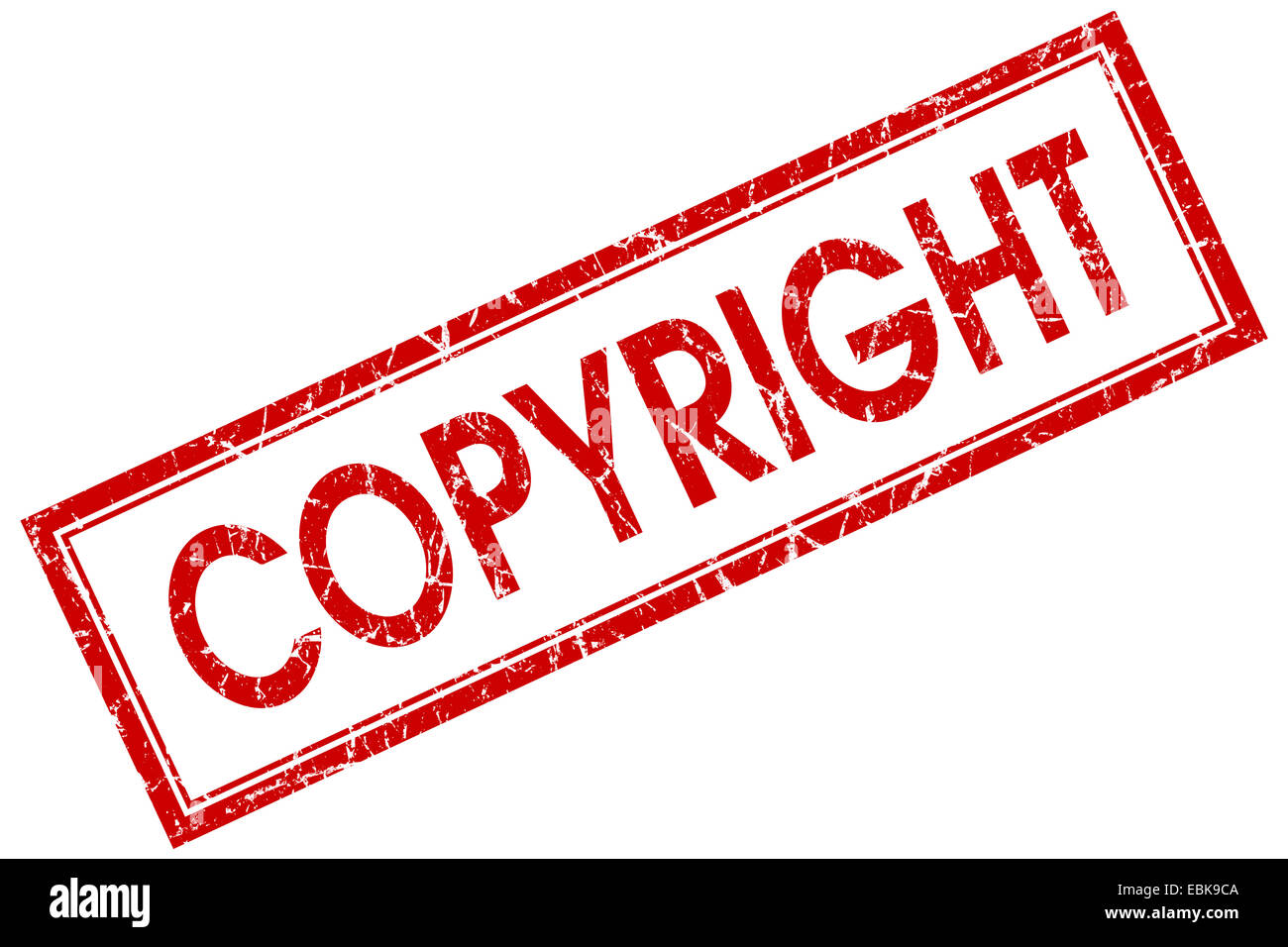 Copyright red square grungy stamp isolated on white background Stock ...