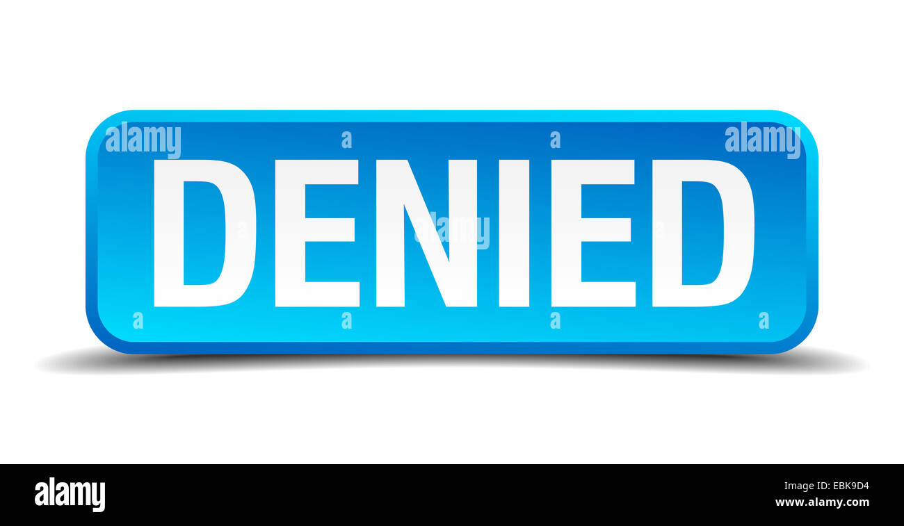 denied blue 3d realistic square isolated button Stock Photo - Alamy