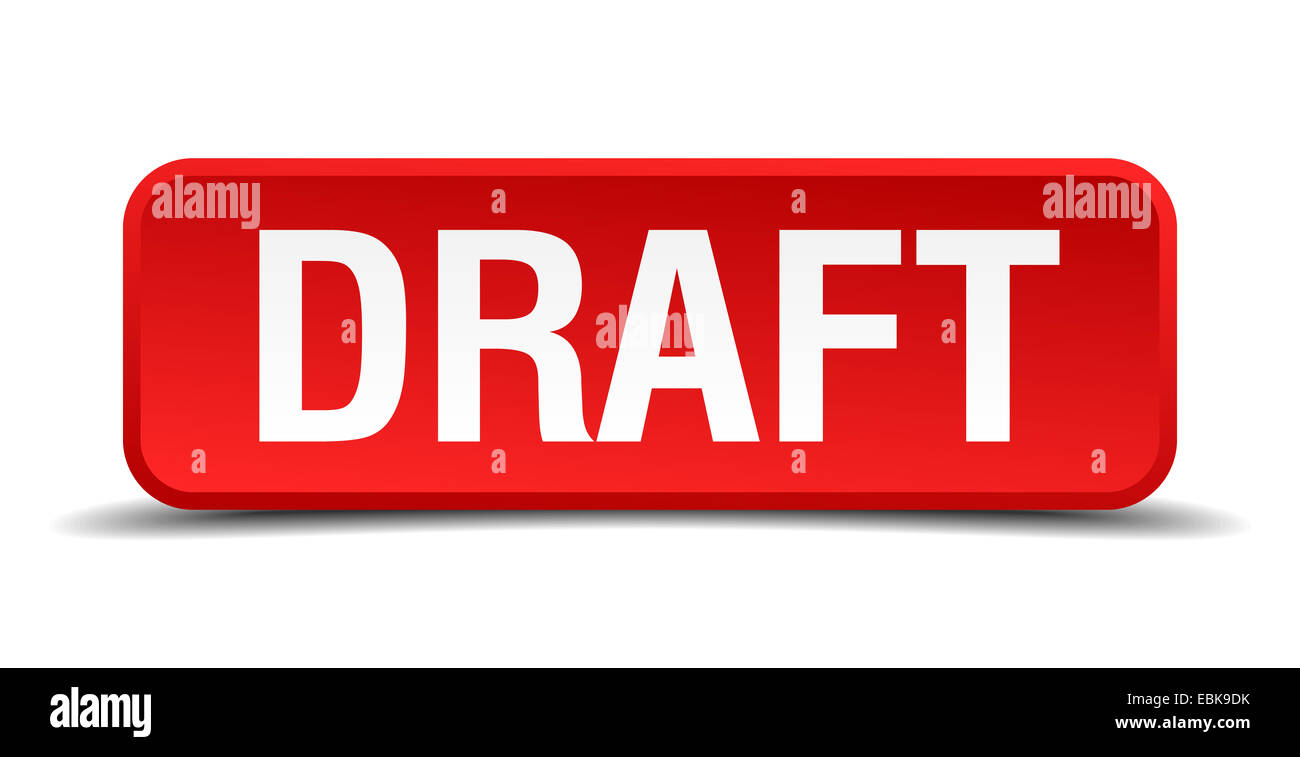 Draft red 3d square button isolated on white background Stock Photo - Alamy