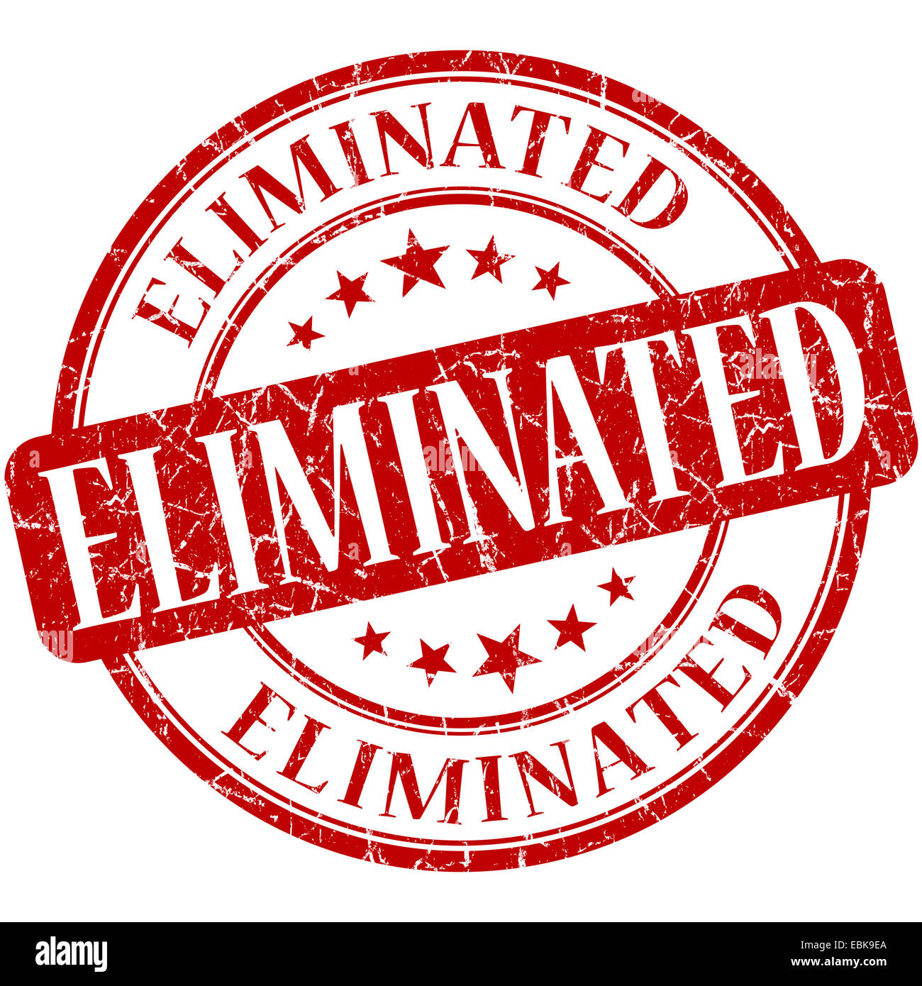 Eliminated grunge red round stamp Stock Photo - Alamy