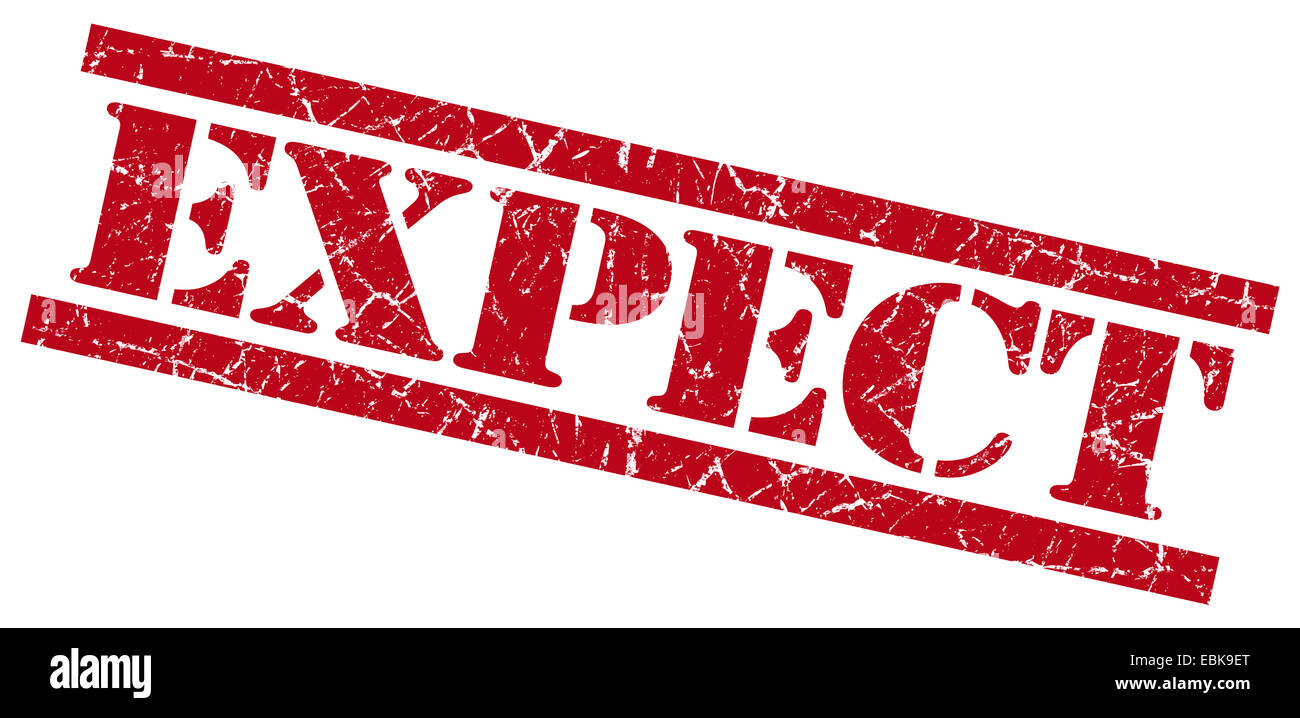 expect red grungy stamp isolated on white background Stock Photo - Alamy