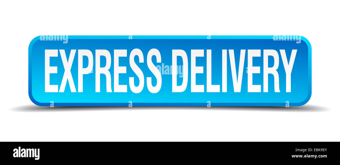 express delivery blue 3d realistic square isolated button Stock Photo ...