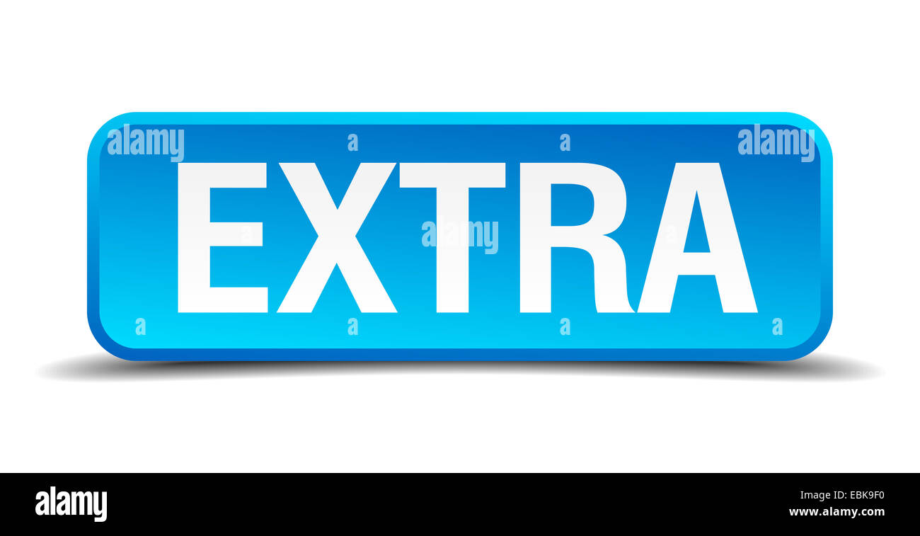 extra blue 3d realistic square isolated button Stock Photo - Alamy